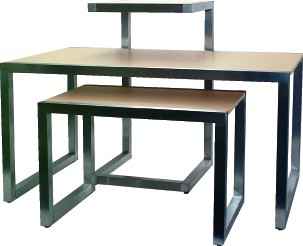 Nested Retail Display Tables - Silver Nesting Tables - Wood Nesting Tables - Pipeline Table