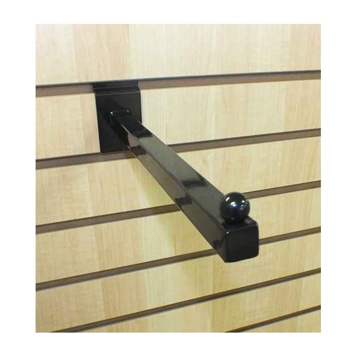 12'' Square Straight Arm Slatwall Faceout- Black