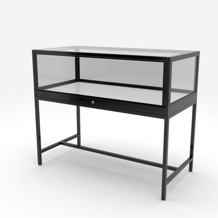 4' DELUXE GLASS SHOWCASE BLK