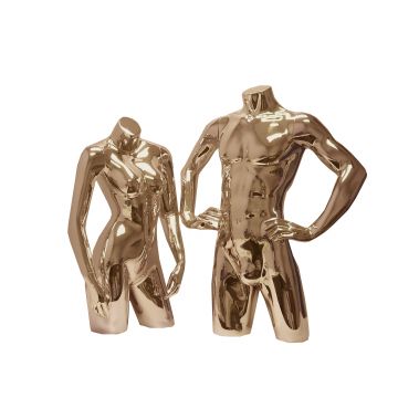 Mirrored Chrome and Gold Half Torso Mannequins